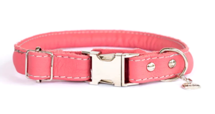 Euro Dog - Rolled Leather Collar - Coral Pink - Large - Cosmo's Dog ...