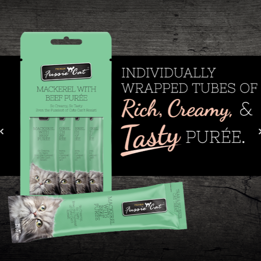Fussie Cat - Mackerel & Beef Puree Treat - .5oz 4 Pack - Retail Store