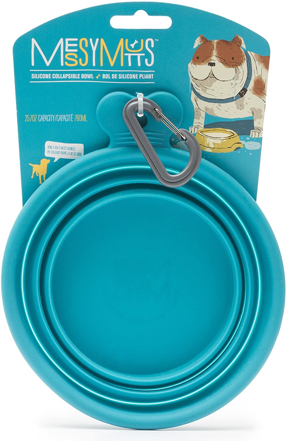 Messy Mutts - 3 Cup Silicone Collapsible Bowl - Blue - Retail Store