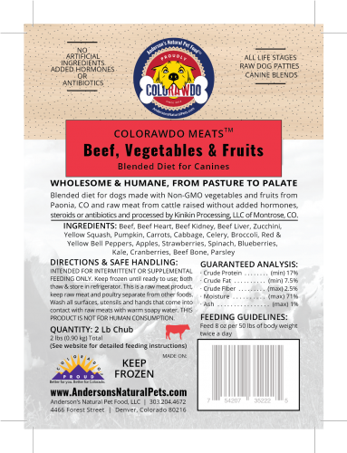 Anderson's Beef Blended Diet Chub 2# - Retail Store