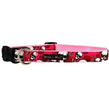 Walk-E-Woo Skull N Roses M Collar - Retail Store