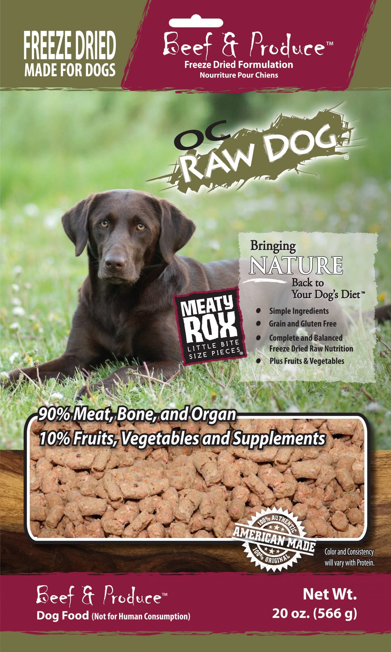 OC Raw - Beef & Produce Patties - 14oz Freeze-Dried Dog Food - Retail Store