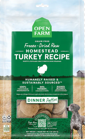 Open Farm - FD Dinner Patties - Turkey 10.5oz - Cosmo's Dog Bakery Retail