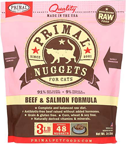 Primal - Beef & Salmon - 3# Raw Cat Food - Cosmo's Dog Bakery Retail