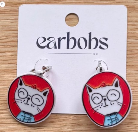 EarBobs - Meow-rtha Stewart - Earrings - Cosmo's Dog Bakery Retail